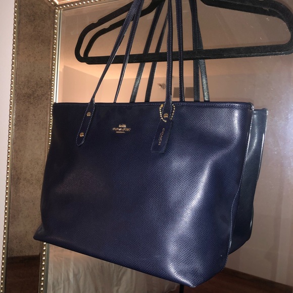 Coach | Bags | Coach Tote In Navy Blue | Poshmark